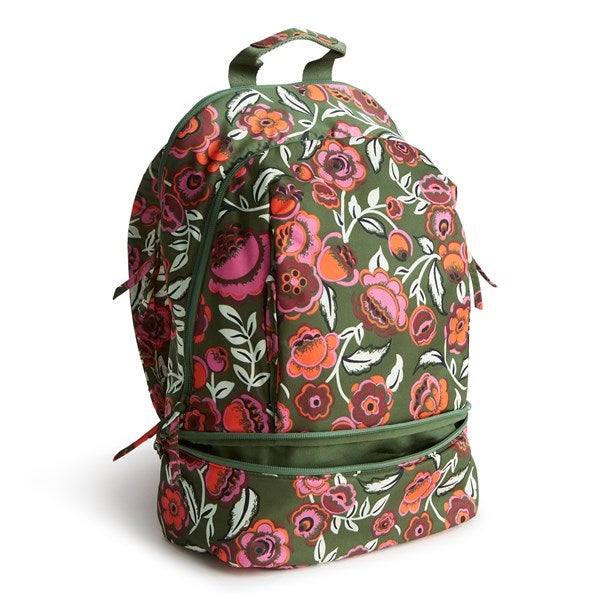 Embroidered Vera Bradley Chancery Backpack in Bubbly Flowers Green