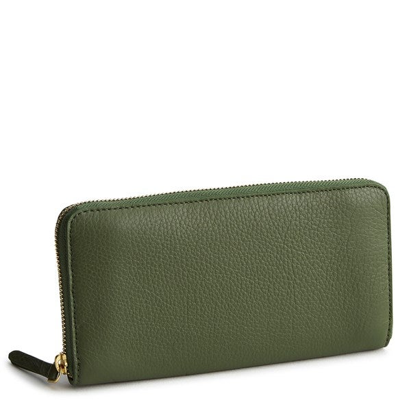 Vera Bradley Leather Continental Wallet in Bronze Green