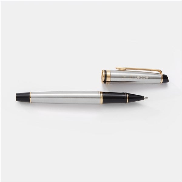 Engraved Waterman Expert Stainless and Gold Rollerball Pen
