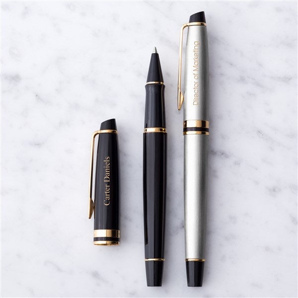 Engraved Waterman Expert Stainless and Gold Rollerball Pen