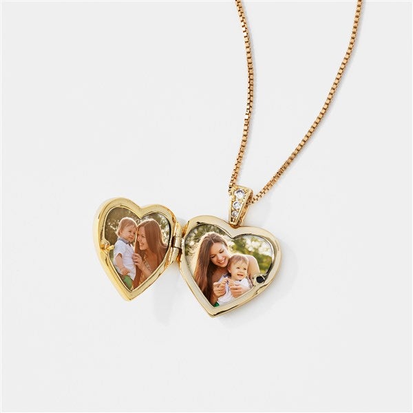 Kittenish Engraved Gold Plated Pave Heart Locket