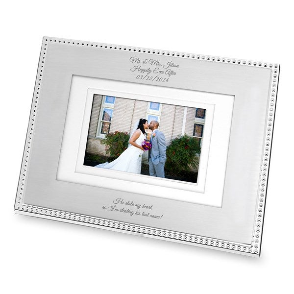 Kittenish Engraved Silver Beaded Picture Frame - 5x7 - Horizontal