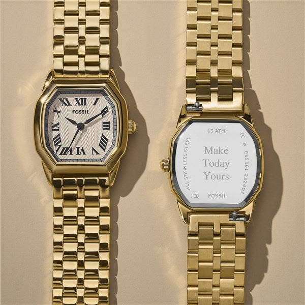 Engraved Fossil Harlow Gold-Tone Watch