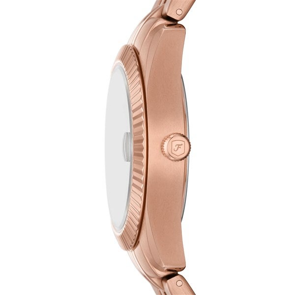 Engraved Fossil Scarlette Rose Gold & Green Watch