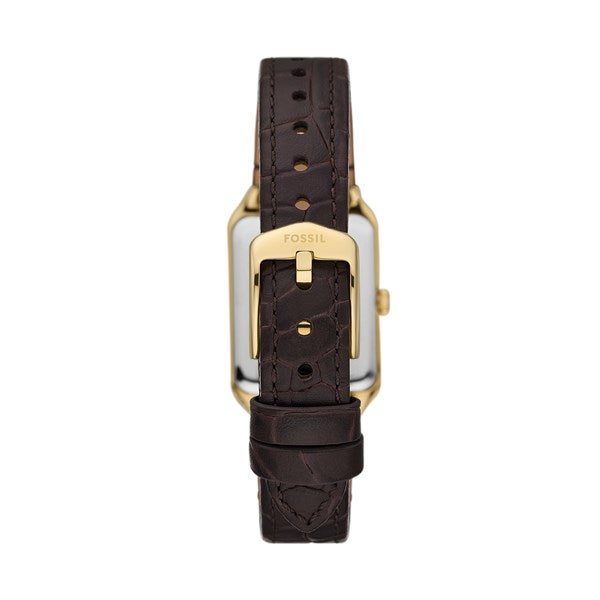 Engraved Fossil Raquel Gold and Brown Croco Leather Watch