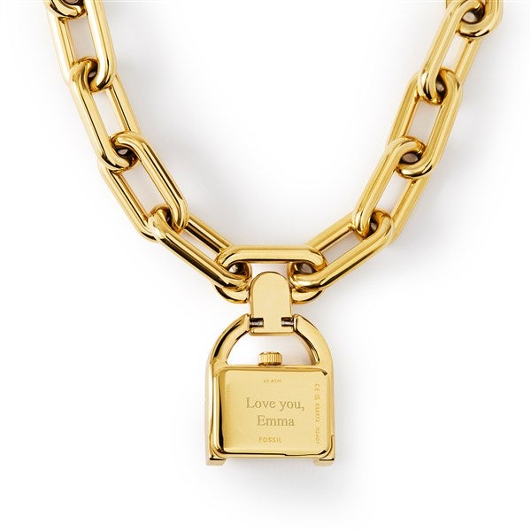 Engraved Fossil Harwell Gold-Tone Bracelet Watch