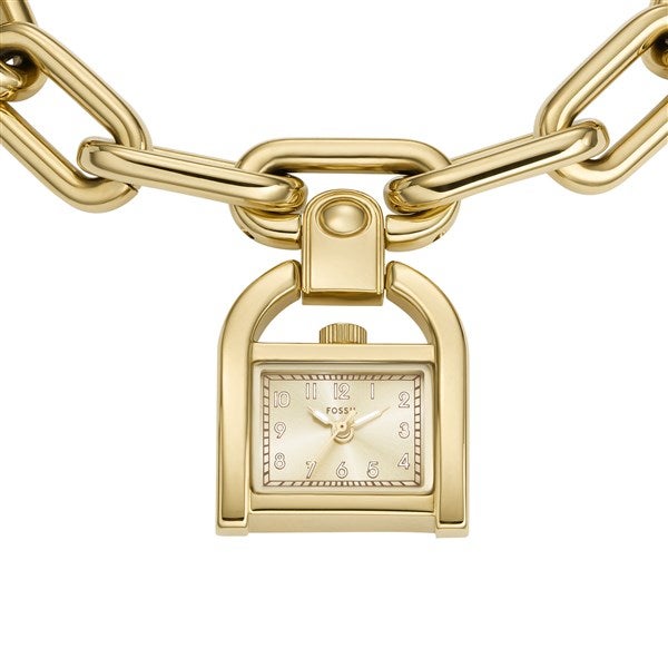Engraved Fossil Harwell Gold-Tone Bracelet Watch