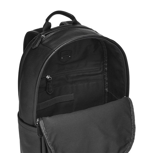 Debossed Fossil Buckner Leather Backpack in Black