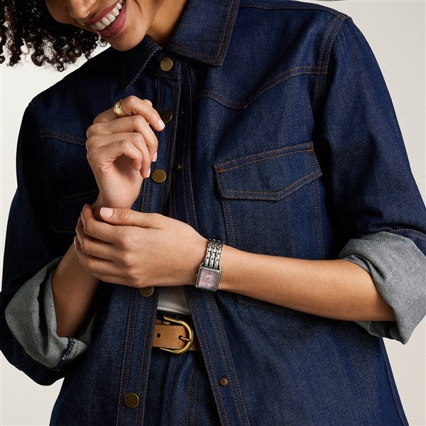 Engraved Fossil Raquel Silver and Pink Watch - 26MM