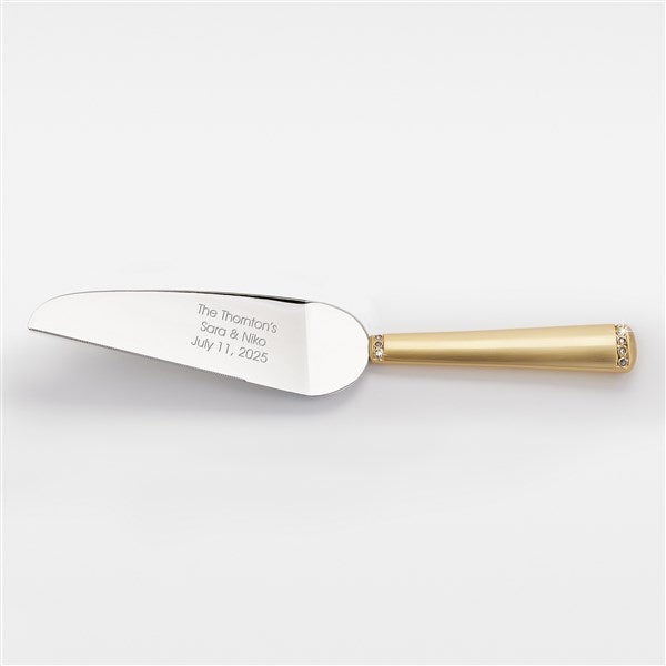 Kittenish Engraved Gold Princess Wedding Cake Server Set