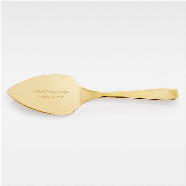 Kittenish Engraved Stainless Gold Cake Server Set
