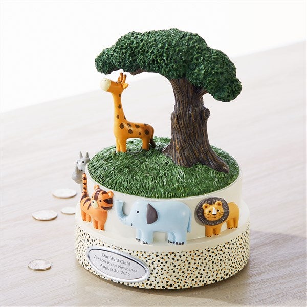 Engraved Safari Animals Coin Bank