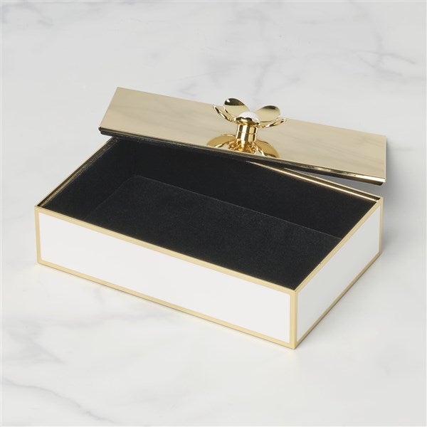 kate spade new york Large Floral Jewelry Box in White & Gold