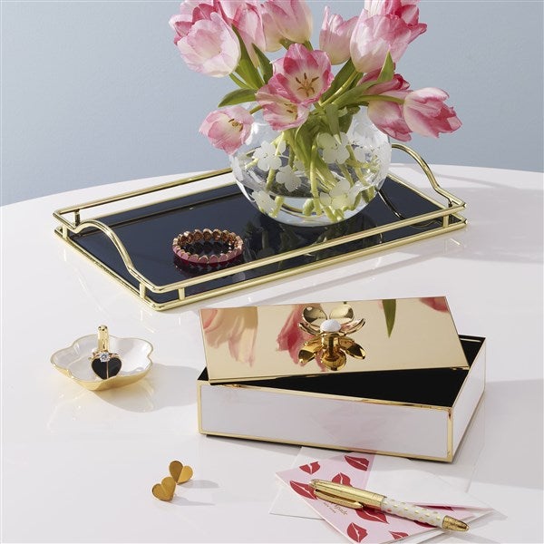 kate spade new york Large Floral Jewelry Box in White & Gold