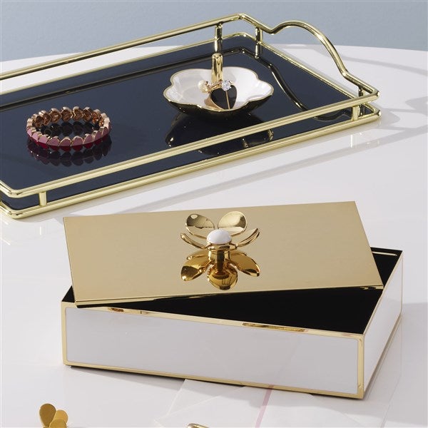 kate spade new york Crystal & Gold Vanity Tray in Navy