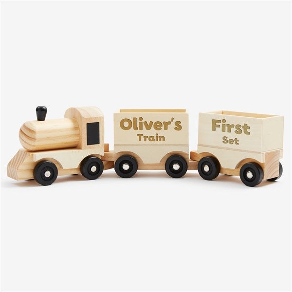 Engraved Adventure Personalized Kids Wooden Train Set
