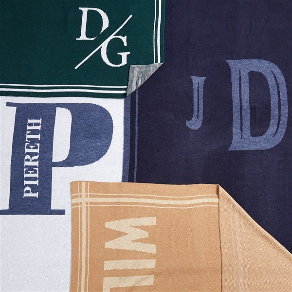 Split Monogram 50x60 Knit Blanket