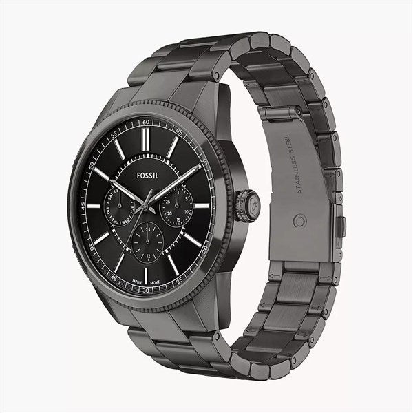 Engraved Fossil Pearson Multifunction Watch in Gunmetal with Black Dial