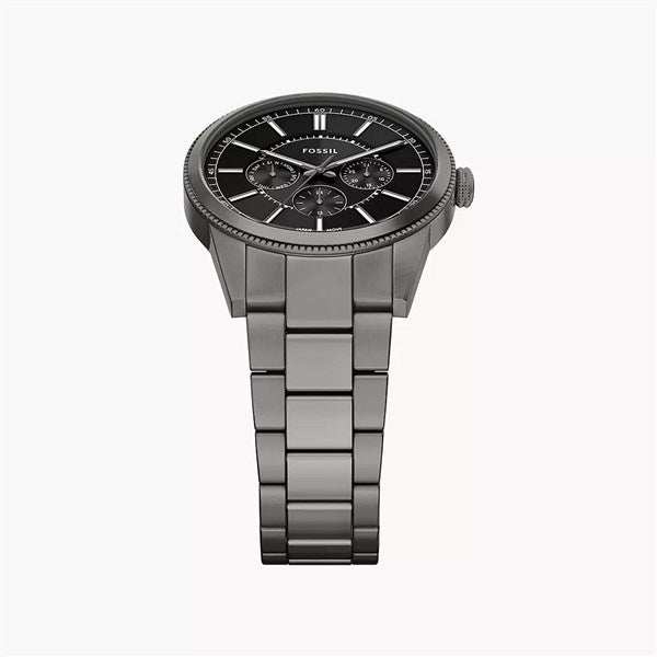Engraved Fossil Pearson Multifunction Watch in Gunmetal with Black Dial