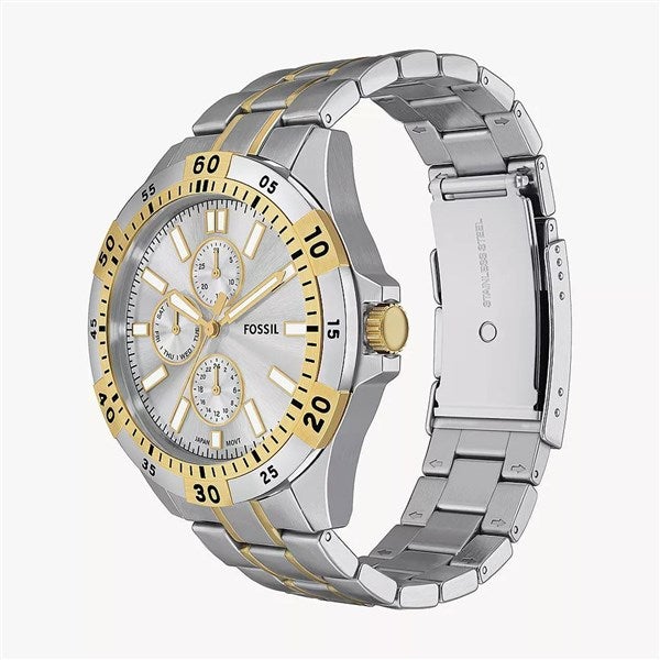Engraved Fossil Garrett Two Tone Diver Stainless Watch