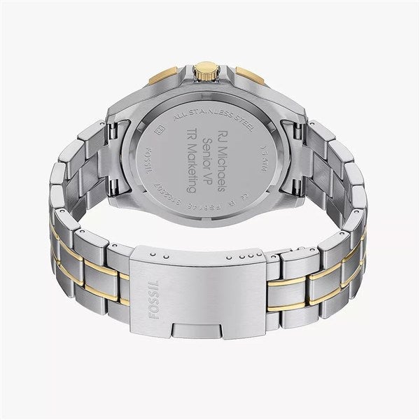 Engraved Fossil Garrett Two Tone Diver Stainless Watch