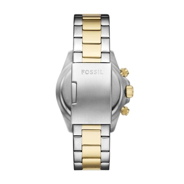 Engraved Fossil Autocross Two Tone Steel Watch with Black Detailing