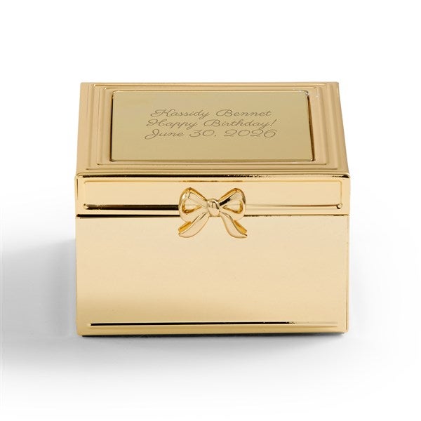 Engraved 14K Gold/Sterling Block Initial Necklace and Jewelry Box Set