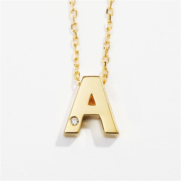 Engraved 14K Gold/Sterling Block Initial Necklace and Jewelry Box Set