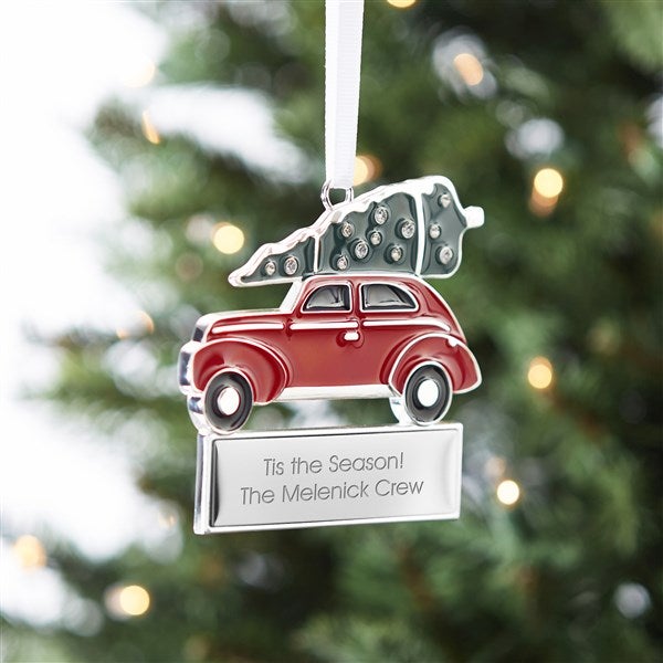 Engraved Vintage Car and Tree Ornament