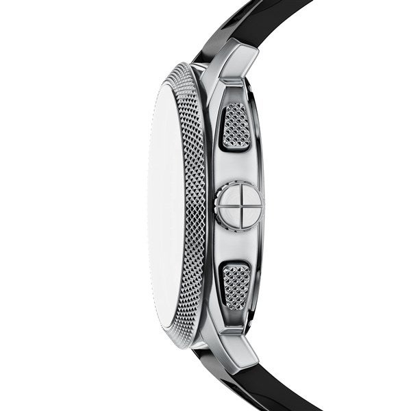 Engraved Fossil Machine Black Watch & Bracelet Gift Set