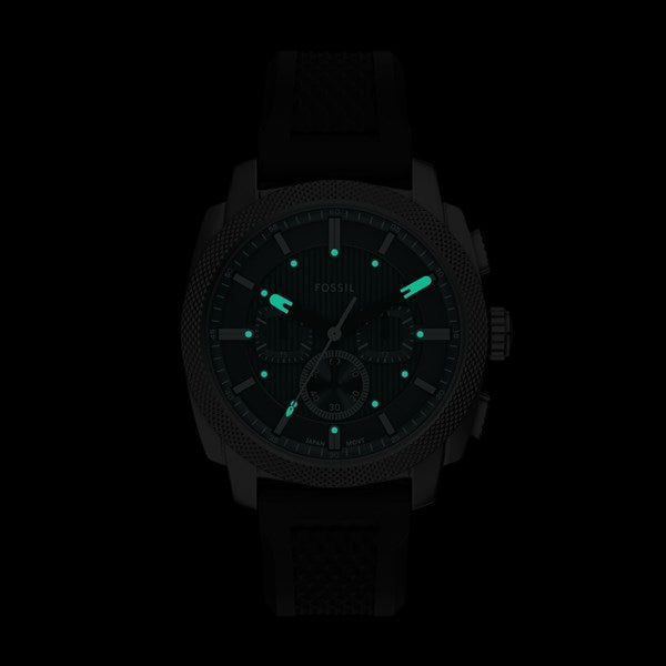 Engraved Fossil Machine Black Watch & Bracelet Gift Set