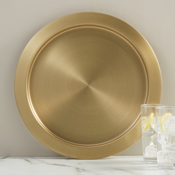 Engraved Wedding Round Gold Serving Tray