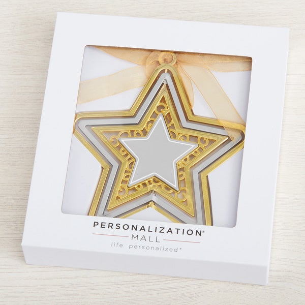 Signature Star Engraved Spinning Metal Ornament
