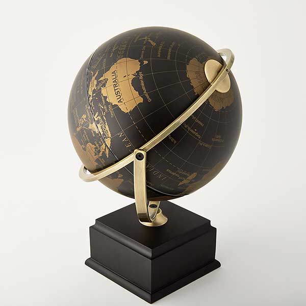 Engraved Recognition Black and Gold Globe Award