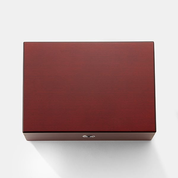 Engraved Mahogany Wooden Jewelry Box with Lock