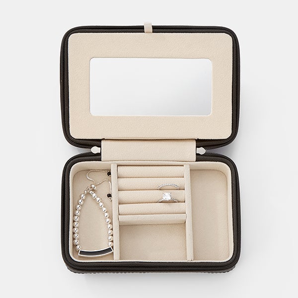 Engraved Rectangle Jewelry Box and Travel Case in Black