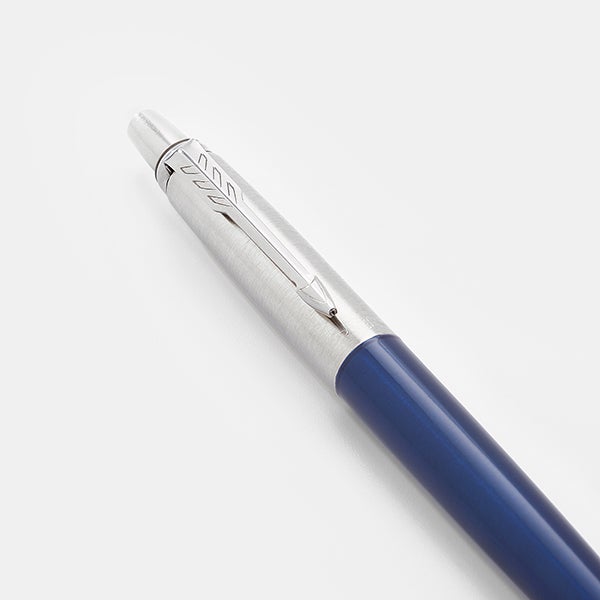 Engraved Parker Silver and Royal Blue Jotter Pen