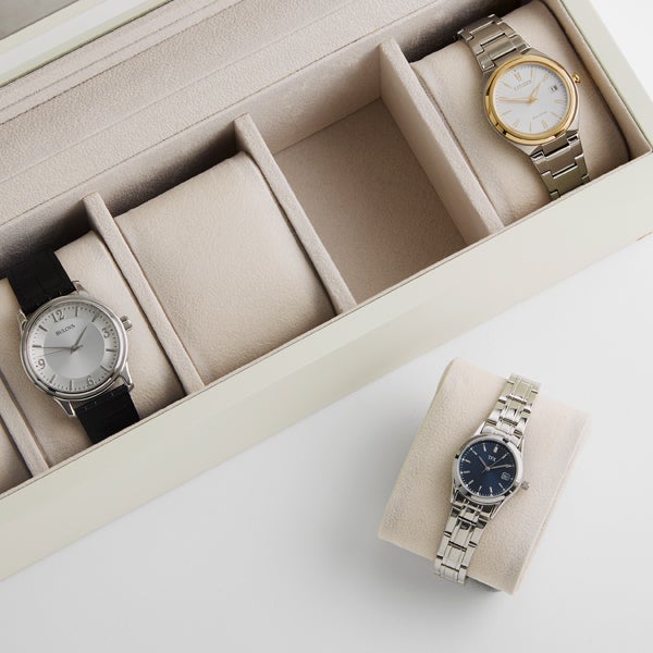 Engraved Monogram White Wooden Watch Box