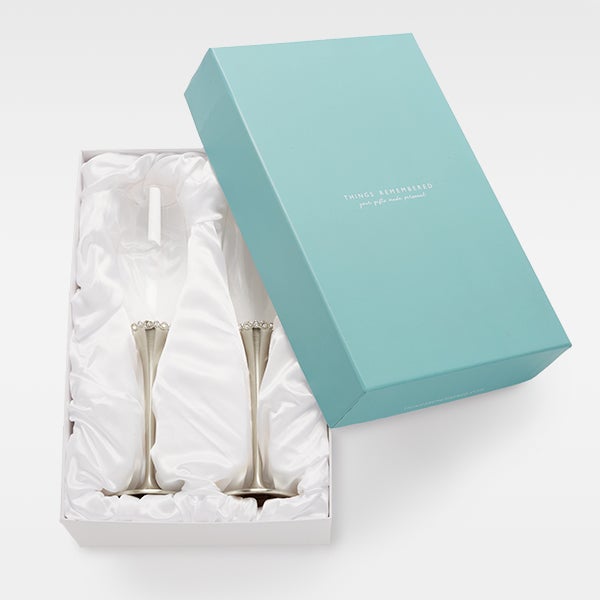 Engraved Anniversary Princess Flute Set - Silver