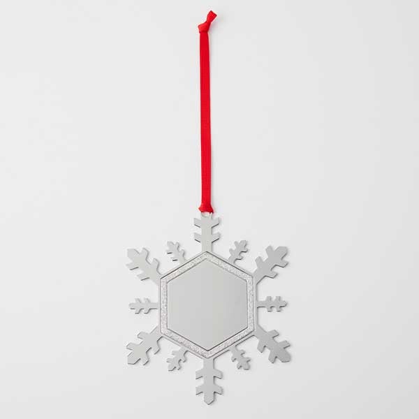 Engraved Silver Sparkling Snowflake Metal Ornament