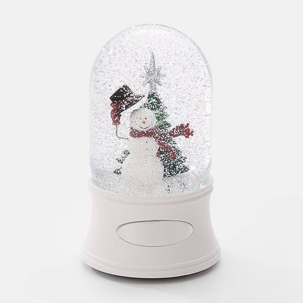 Engraved Top Hat Snowman Snow Globe