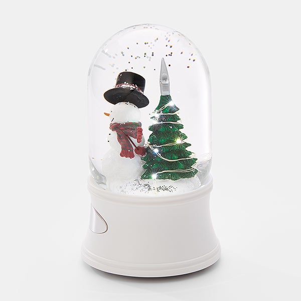 Engraved Top Hat Snowman Snow Globe