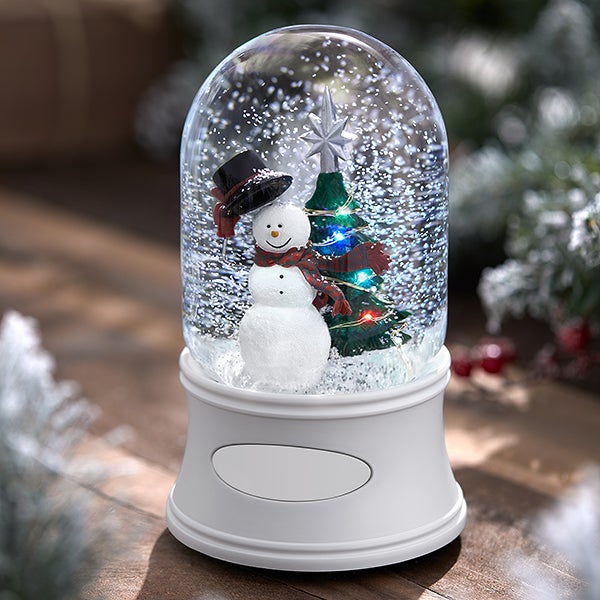 Engraved Top Hat Snowman Snow Globe