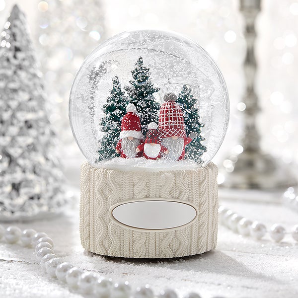 Engraved Three Plaid Gnomes Snow Globe