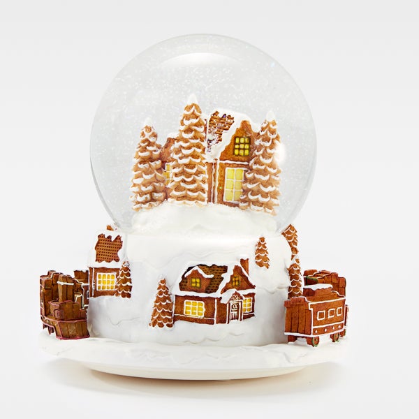 Engraved Large Gingerbread Village and Train Snow Globe