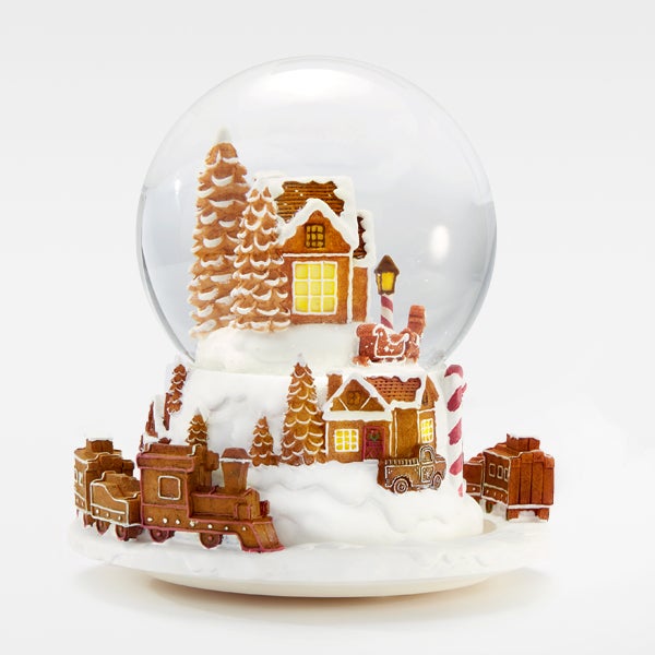 Engraved Large Gingerbread Village and Train Snow Globe
