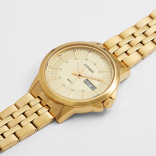 Citizen Engraved Milestone Quartz Watch - Gold & Steel