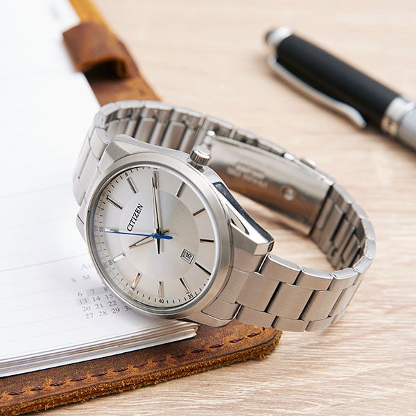 Engraved Citizen Milestone Stainless Steel Quartz Watch