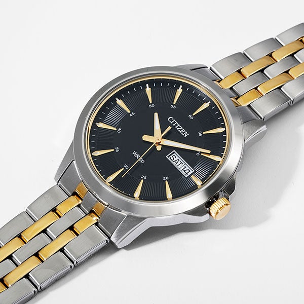 Engraved Citizen Milestone Two-Tone Steel & Gold Quartz Watch