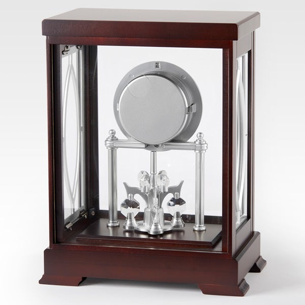 Engraved Bulova Empire Crystal Pendulum Clock